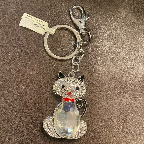 Accessories | Nwt Bling Cat Bag Charm Key Chain | Poshmark